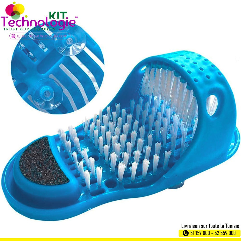 Claquette de Bain avec brosse pour pieds - Kit Technologie